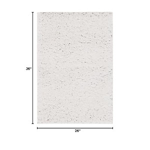 Rugs.com Zermatt Shag Collection Rug – 2' 2 x 3' White Shag Rug Perfect for Entryways, Kitchens, Breakfast Nooks, Accent Pieces