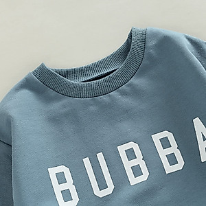 Sduydiosy Toddler Baby Boy Fall Clothes Long Sleeve Round Neck Letters Print Sweatshirt Top with Pants Cute Newborn Outfits (Letters Blue, 18-24 Months)