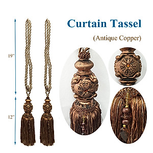 Fabric Bureau A Pair of Elegant Tassels Drapery Tiebacks for Window Home Decoration (Antique Copper L)