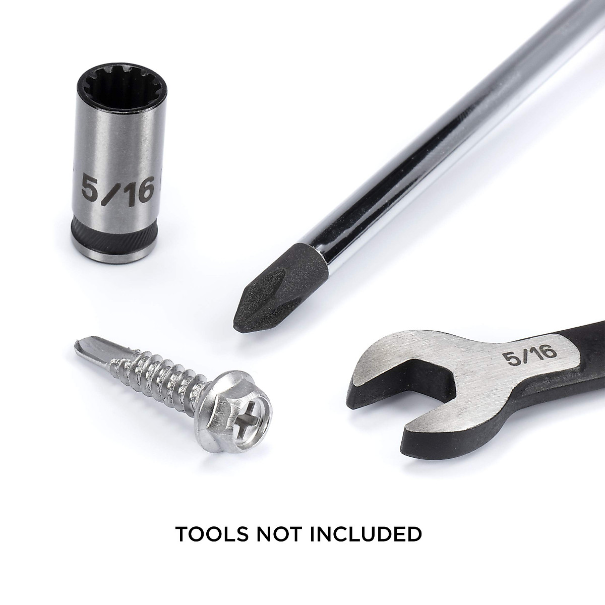 THE CIMPLE CO #8 Size, 1/2" Length (13mm) - Self Tapping/Drilling Screw - 410 Stainless Steel (Exceptional Wear and Very Corrosion Resistant) - Hex and Phillips Head - 100pcs