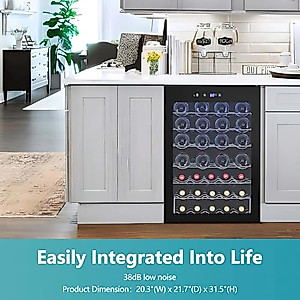 EUHOMY 45 Bottle Wine Cooler Refrigerator, Small Built-in Wine Fridge for Red, White and Champagne, 4.5 Cu.ft Mini Fridge with Adjust Temperature, Black
