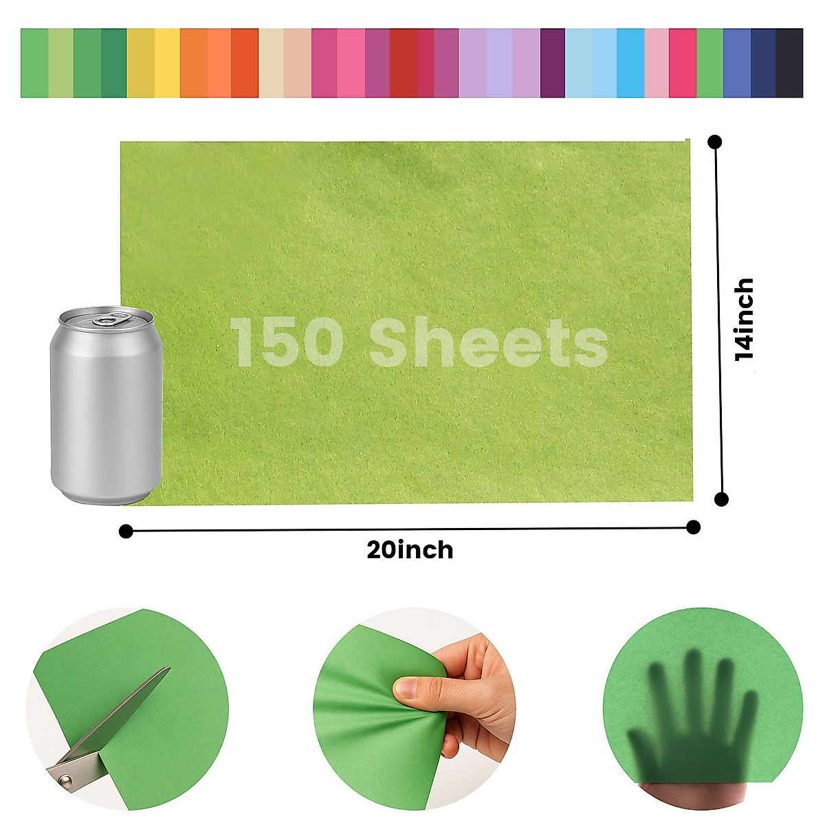 150Sheets Wrapping Tissue Paper, Tissue Paper Gift Wrap Colors of Rainbow Gift Tissue Paper for Gift Bags, 30 Colors