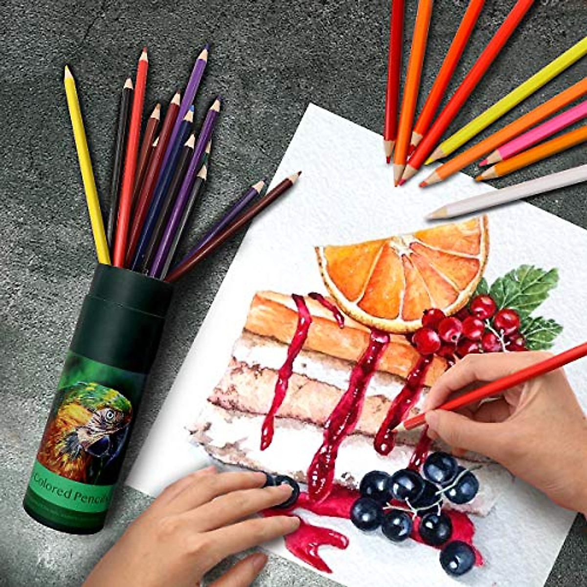 YOOUSOO Colouring Pencils, 24 Pcs Professional Coloured Pencils Drawing Pencils, Oil-based Artist Pencil Set, No Wax, Ideal for Sketching, Doodling, Painting, Writing, Pre-sharpened…