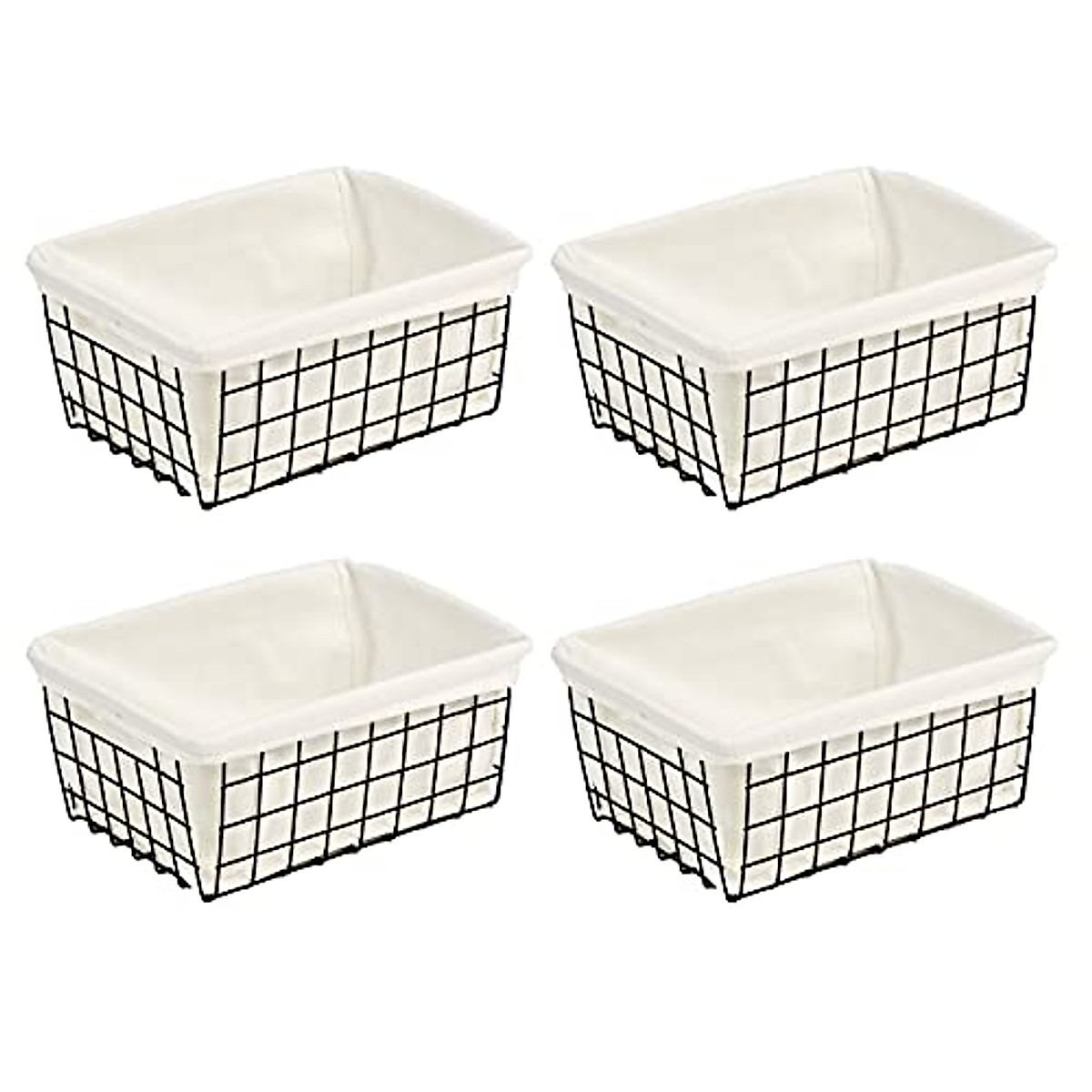 Wire Baskets with Liner, YQMM 4 Pack Wire Storage Basket Metal Basket Pantry Organizer Storage Bins Baskets for Freezer Shelf, Cabinet, Pantry, Closets, Kitchen, Bathroom, Garage Organizing