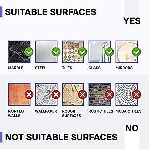 KINCMAX Shower Caddy, Stainless Steel, Adhesive Wall Mount Drill-Free Baskets with Hooks (Matte Black)