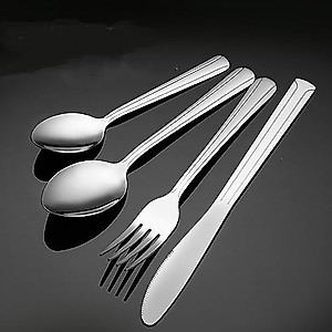 Silverware Set for 12,Stainless Steel Flatware Cutlery Unique Bordered Striped Tableware Utensil Set Knives Forks Spoons,Dinnerware Sets for Party Kitchen Wedding Gifts 48-piece
