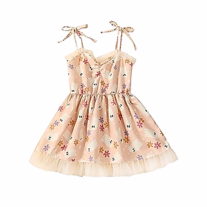 Toddler Baby Girl Halloween Outfit Tulle Dress Ruffle Sleeveless Cartoon Pattern Party Halloween Dress 3-6T (Pinks, 4 Years)