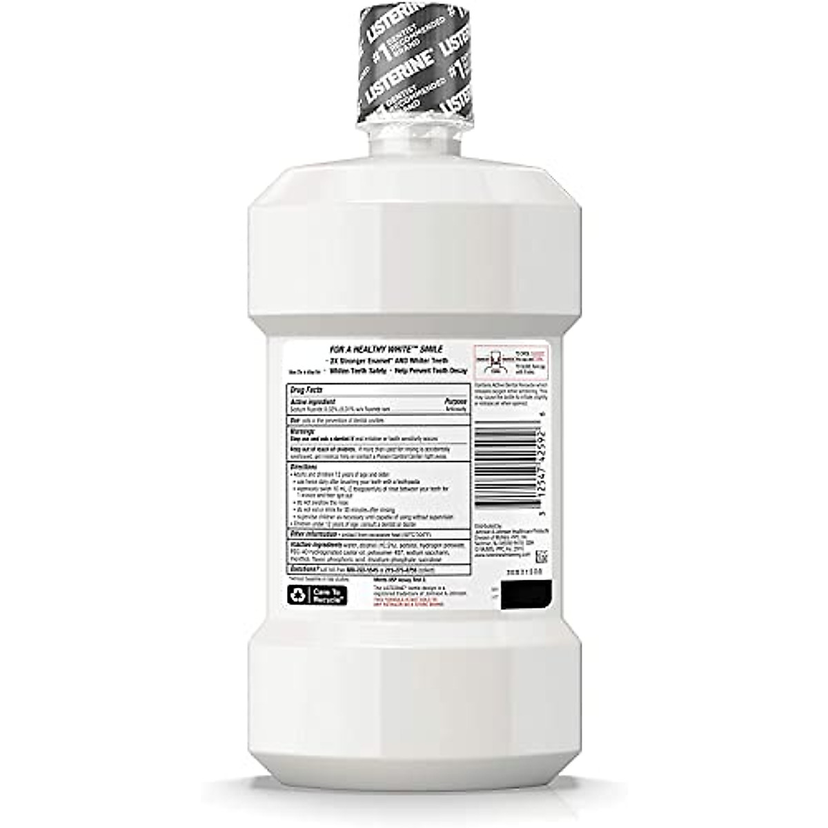 Listerine Whitening Plus Restoring Fluoride Rinse Clean Mint 946 mL (Pack of 2)