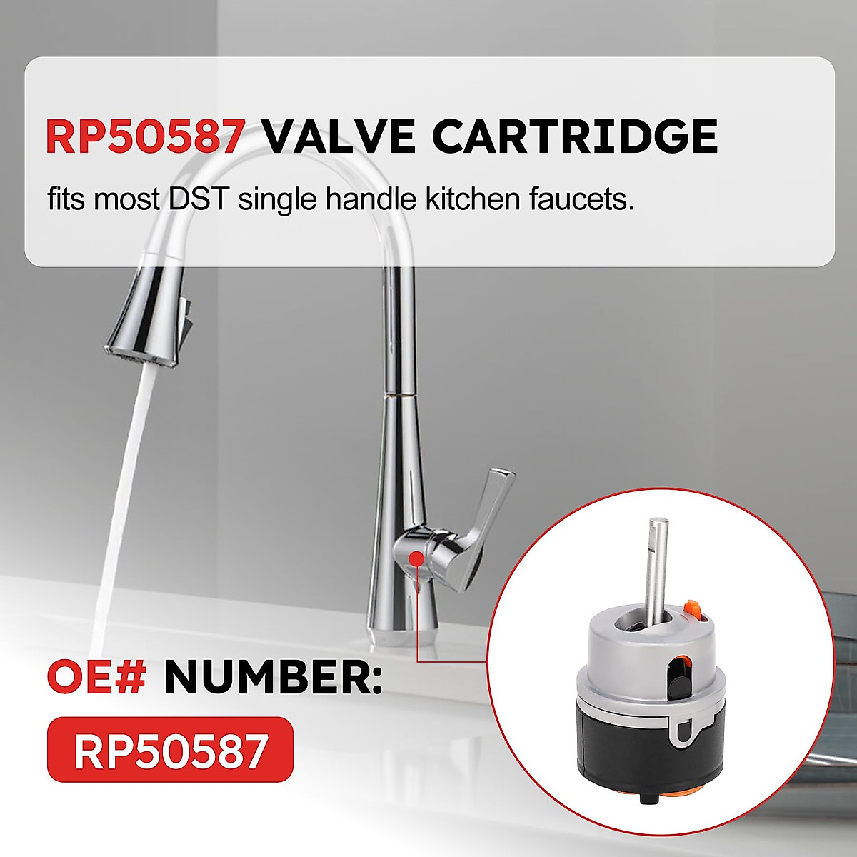 RP50587 Single Handle Cartridge Valve For Delta DST Single Handle Kitchen and Lavatory Faucets, Repair Parts Universal Faucet Diamond Seal Technology Models with Allen Wrench (RP50587)