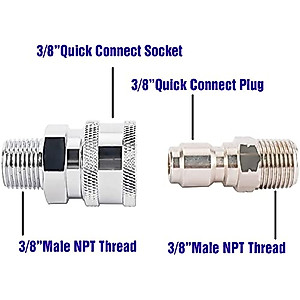 Toolly Stainless Steel High Pressure Washer Ball Valve Kit, 3/8 Inch Quick Connect for Power Washer Hose, 4500 PSI