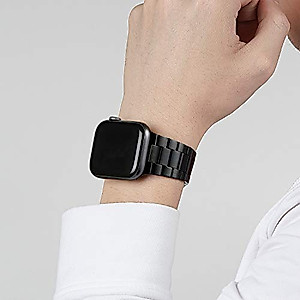 iiteeology Compatible with Apple Watch Band 42mm 44mm 45mm 49mm, Upgraded Solid Business Stainless Steel Band for Apple iWatch Ultra SE Series 8 7 6 5 4, Black