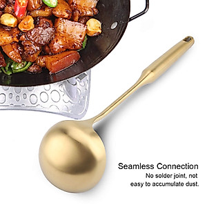 Stainless Steel Ladle Spoon Kitchen Turner, Big Soup Ladle Useful Kitchen Turner Cooking Tool Utensil Tool (Soup Ladle-Gold)
