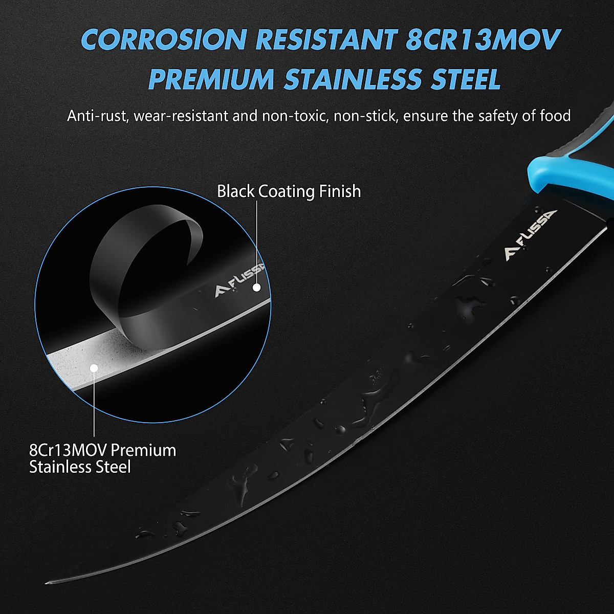 FLISSA 9" Fillet Knife, 4PC Fishing Tool Kit