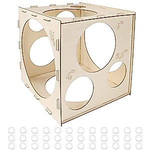 Aoibrloy 12 Holes Wood Balloon Sizer Cube Box, Collapsible Balloon Size Measuring Tool for Balloon Garland Balloon Columns Balloon Arches Decorations (2-10 INCH)