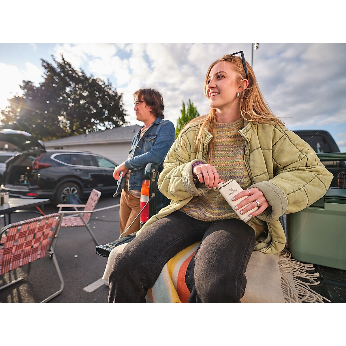 Stanley Adventure The Pre-Party Flask , Hammertone Green, 8oz