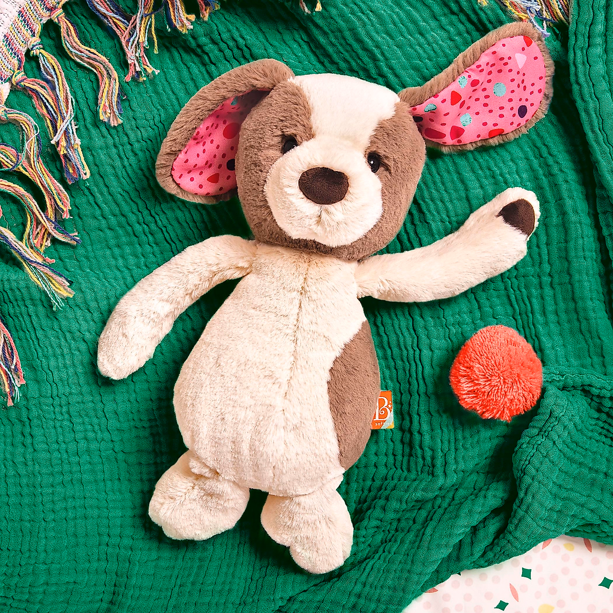 B. toys- B. softies-12" Plush Dog - Huggable Dog Stuffed Animal Toy – Soft & Cuddly Plush Puppy – Washable – Babies, Toddlers, Kids- Happy Hues- Cupcake Pup- 0 Months +