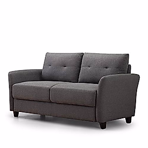 ZINUS Ricardo Loveseat Sofa / Tufted Cushions / Easy, Tool-Free Assembly, Dark Grey