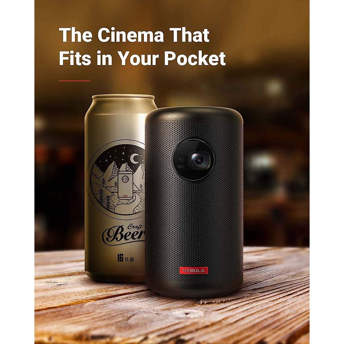 Nebula Capsule II Smart Mini Projector with Nebula Desktop Stand for Projectors, 360° and Height Adjustment