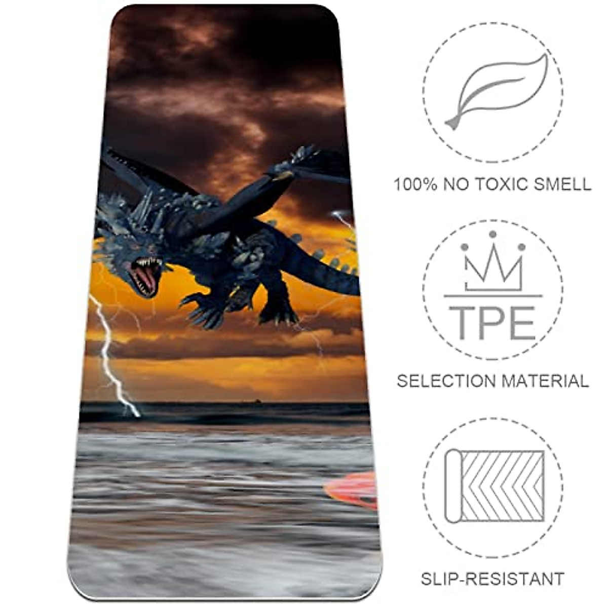 Yoga Mat, Yoga Mats for Home Workout, Workout Mat, Exercise Mats, Pilates Mat, Dragon and Fish