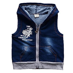 Yao 9M-5T Spring Autumn Baby Boys 3pcs Clothing Set Cotton Shirt Jeans Denim Vest(1-2Years,Green)