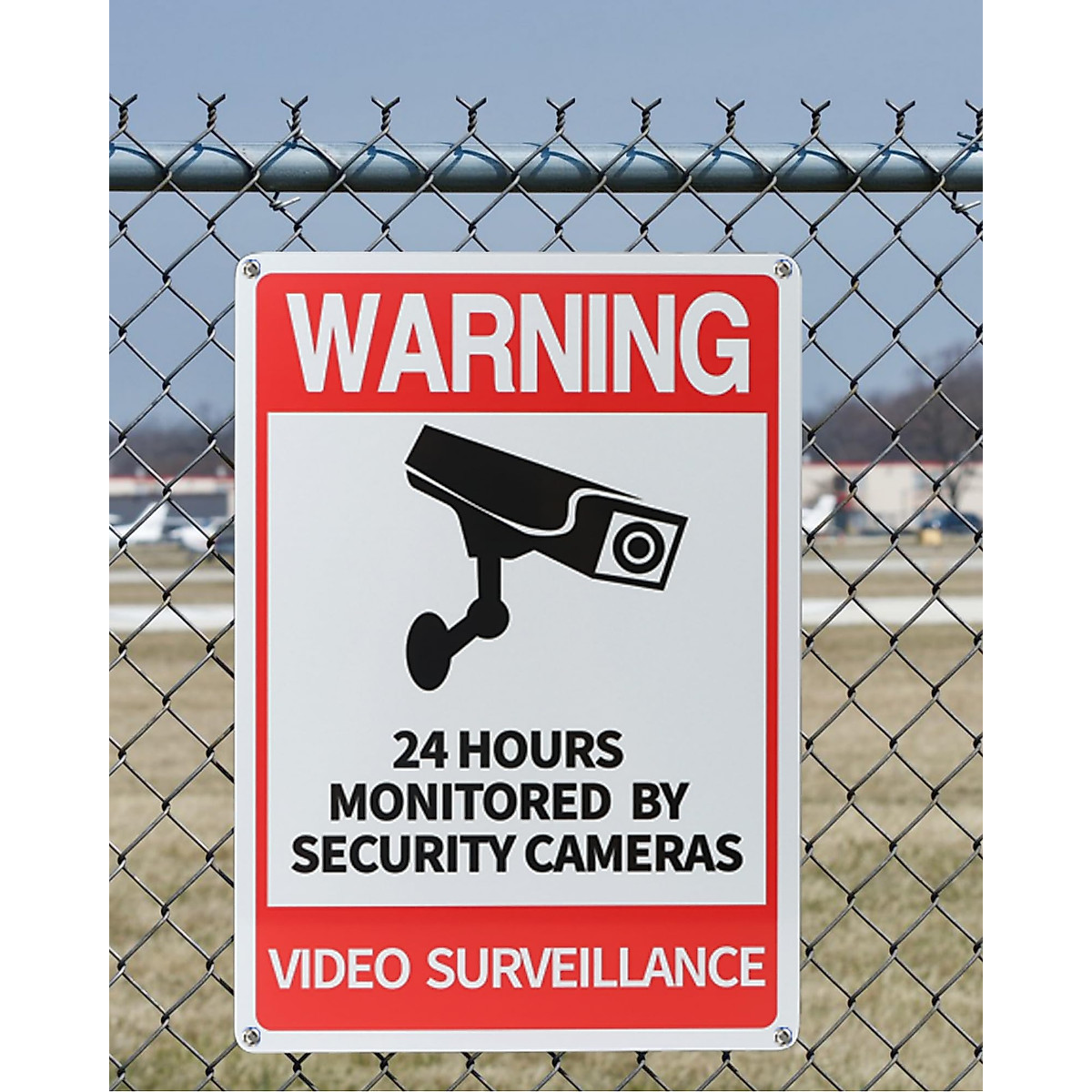 Thten 24 Hour Video Surveillance Sign, 14"×10" Security Camera Sign Warning for CCTV Recording System,Indoor Or Outdoor Use for Home Yard Business 2 Pack