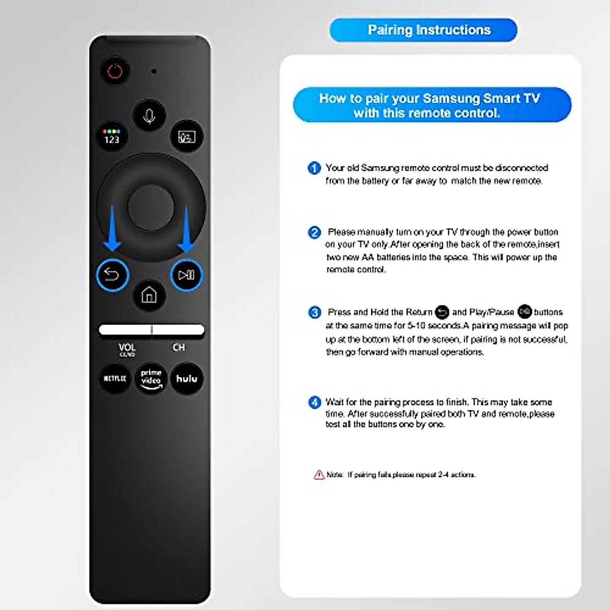 ZYK New Replacement for Samsung Smart TV Remote Universal Remote for Samsung TV with Voice Function Compatible with Samsung Crystal UHD QLED LCD Curved 4K 8K Smart TVs with Netflix, Prime Video, hulu
