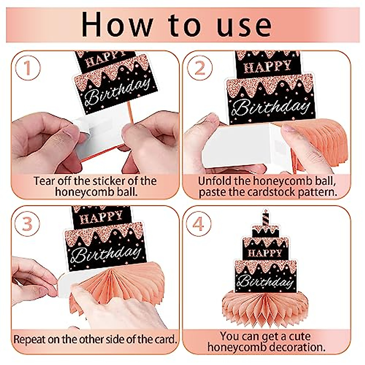 10Pcs Rose Gold 50th birthday decorations Honeycomb Centerpieces for women ，Happy 50th Birthday Centerpieces Tables Toppers Party Supplies,50th Birthday Table Sign Decor