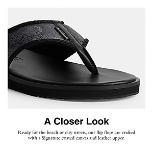 Coach Men's Signature Flip Flop, Charcoal/Black, 9