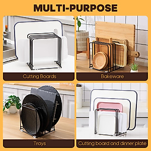 DOYOQI Cutting Board Organizer, Kitchen Cabinet Organizer Storage Rack, 5 Slots Holder Stand for Cutting Board,Baking Cookie Pan, Cookie Sheets Organizer for Kitchen Countertop,Metal Black (1 Pack)