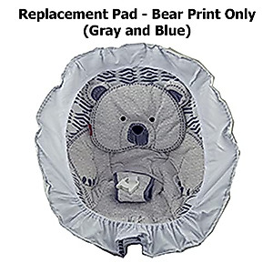 Replacement Part for Fisher-Price Snugabear Hug Cradle 'n Swing - FLG84 ~ Replacement Plush Swing Seat Cover Pad ~ Bear Print ~ Gray and Blue