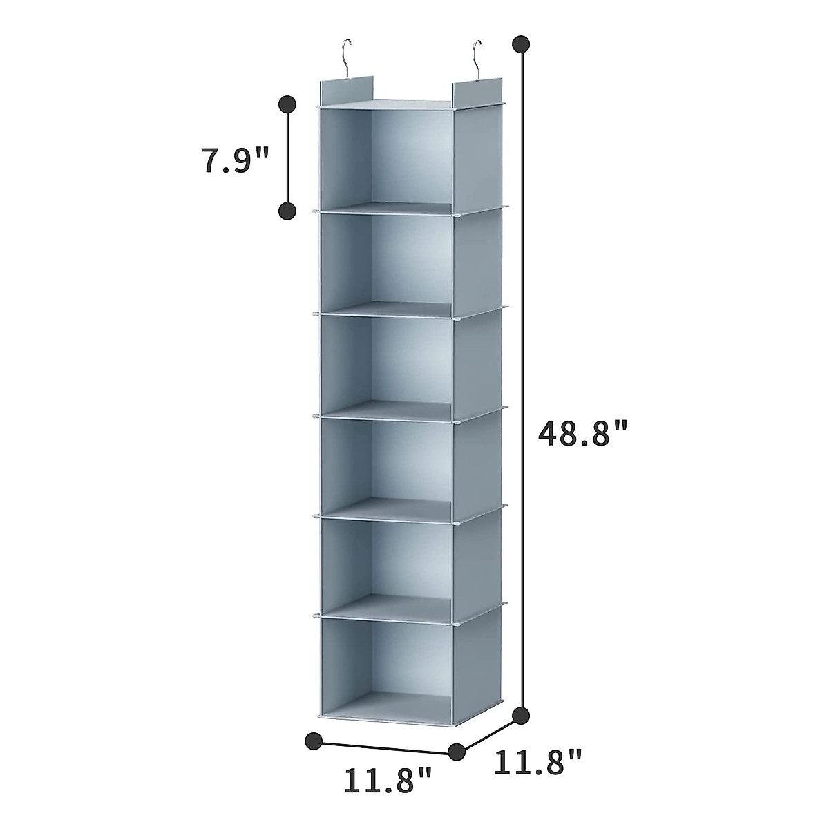 YOUDENOVA Hanging Closet Organizer, 6-Shelf Closet Hanging Shelves, Grey