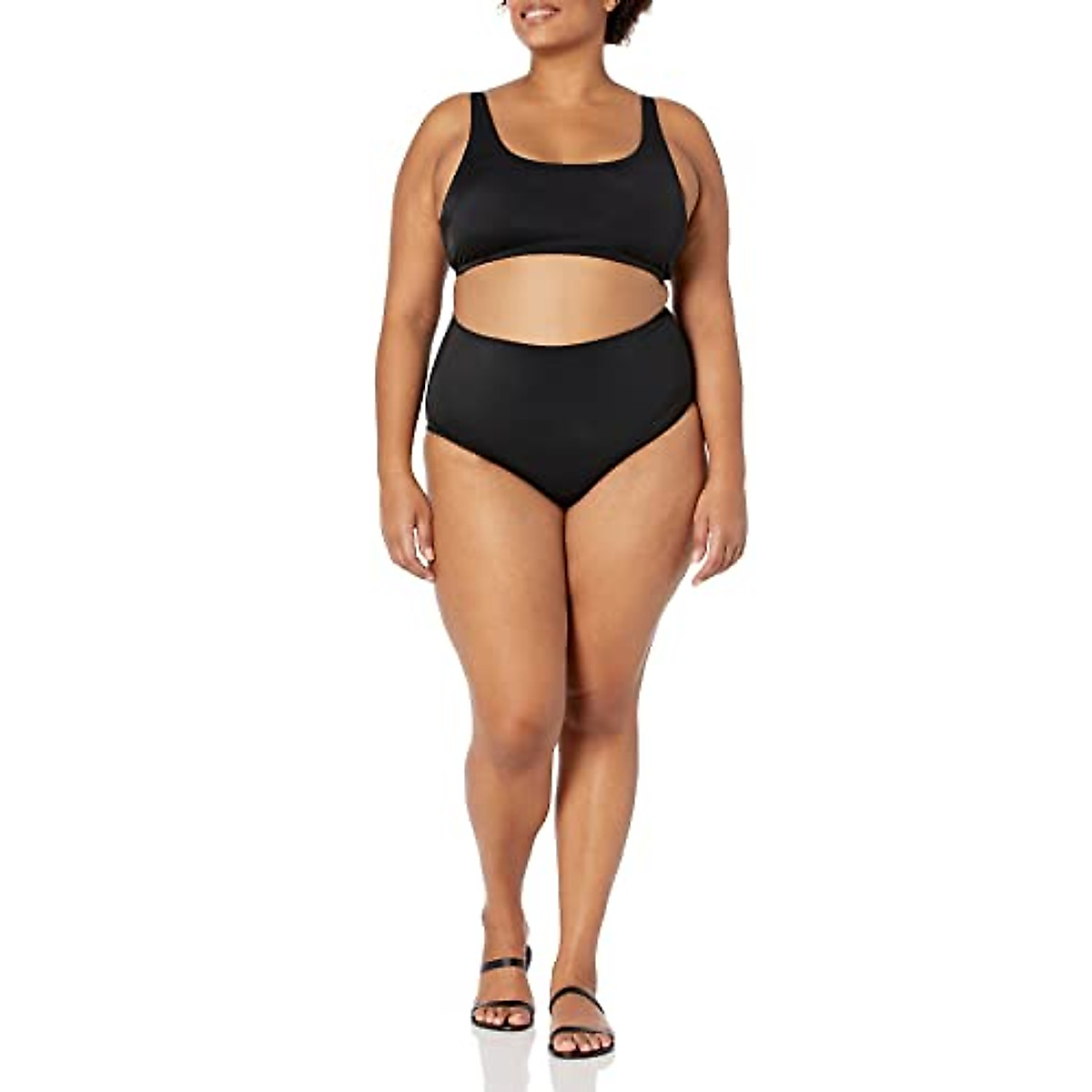 Amazon Essentials Women's High Waist Swim Bottom (Available in Plus Size), Washed Black, Small