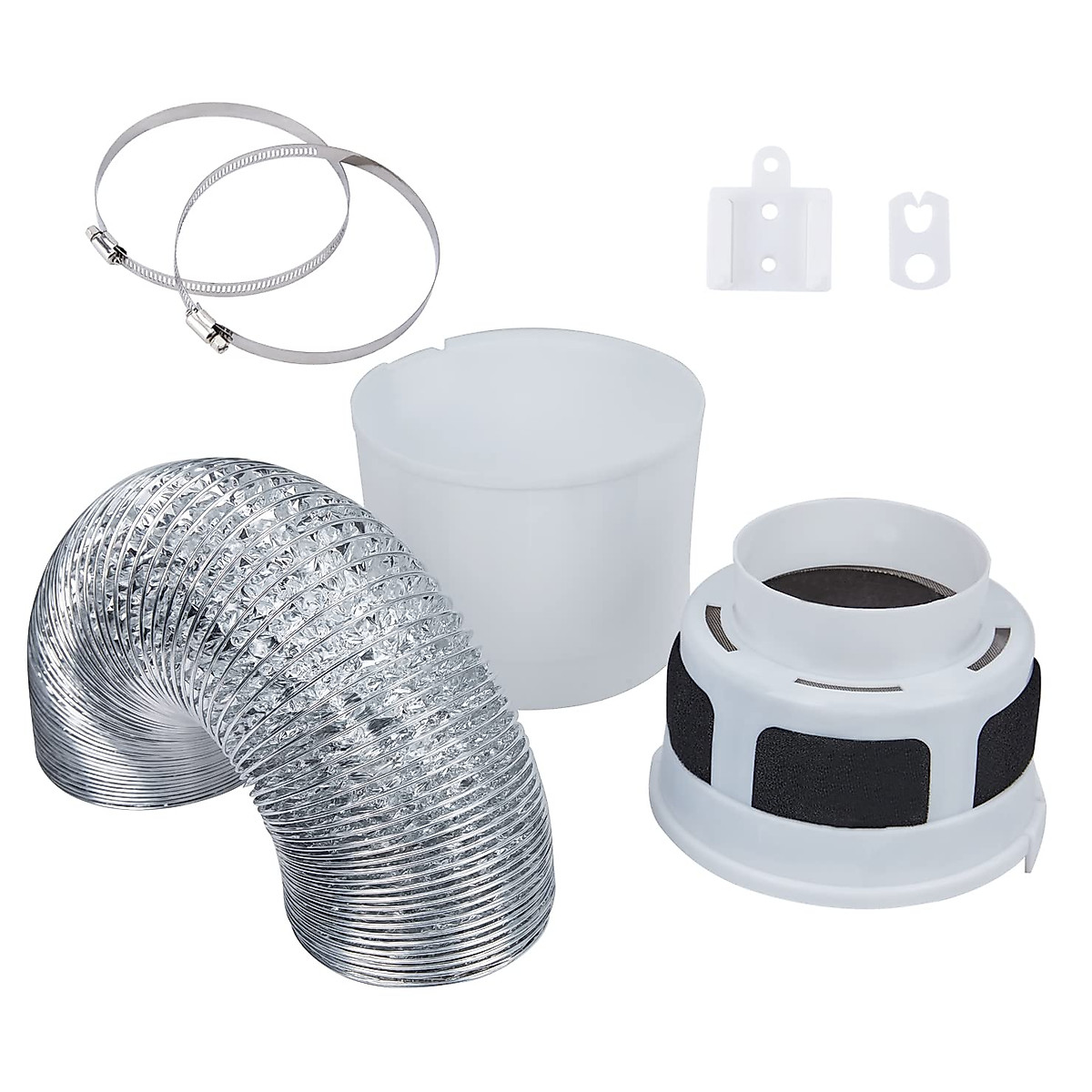 VIWINVELA 3 IN 1 Indoor Dryer Vent Kit Filter Bucket for Electric Dryer with 4-Inch by 8-Feet Proflex Duct (Silver)