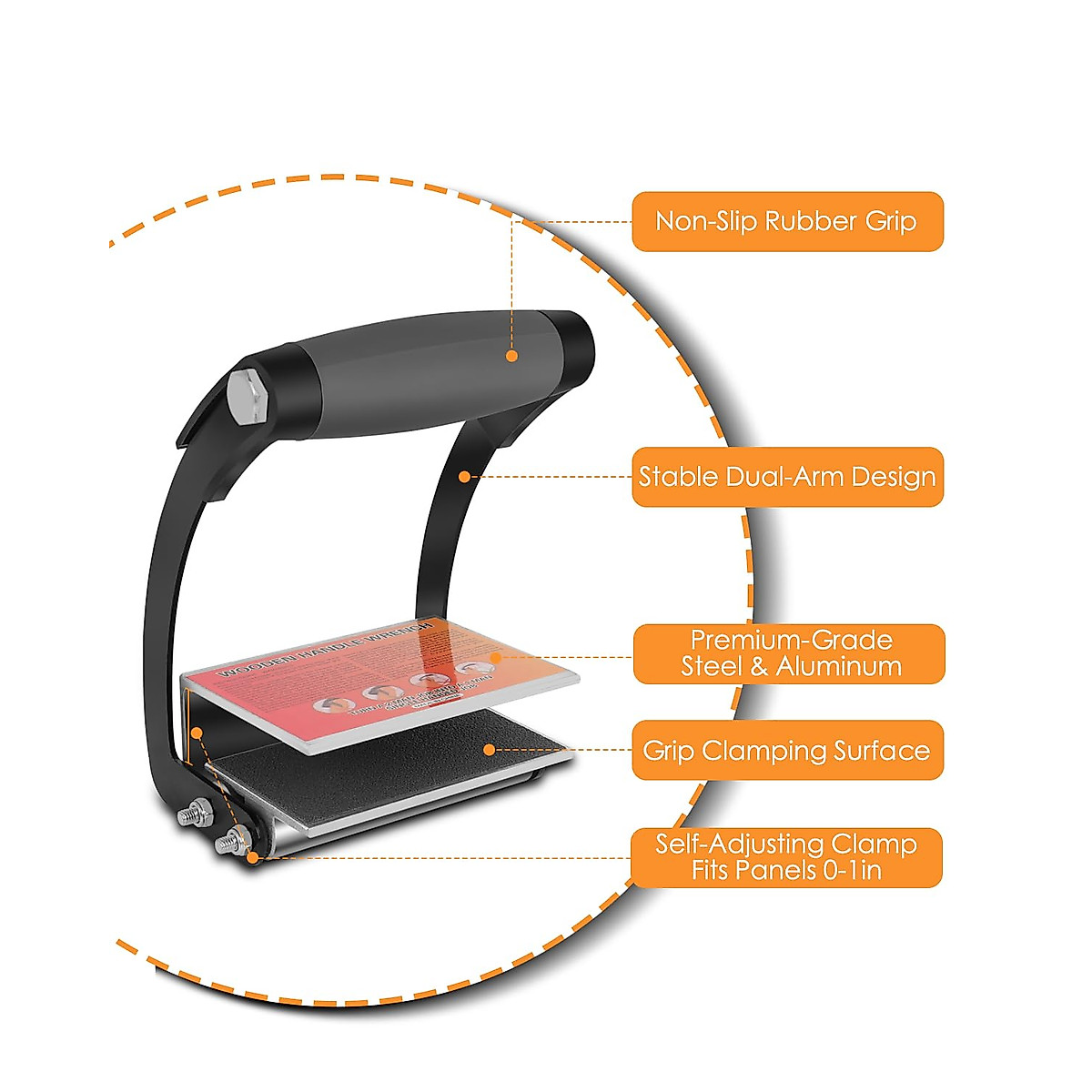 Panel and Plywood Carrier Tool, 0 to 1 Grip Range Sheetrock Gripper Carrying Soft-Grip Handle Gripper Lift Heavy Duty Metal Gripper for Clamp Wood Board or Drywall Lifter with Single Hand