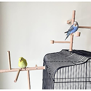 Wooden Bird Cage Stands Perches for Parrots, Parakeet Chewing Climbing Toys, Parrot Cage Top Tree Perches Play Stand Platform Playground Ladders Toys for Cockatiels Budgies Small Medium Parrots