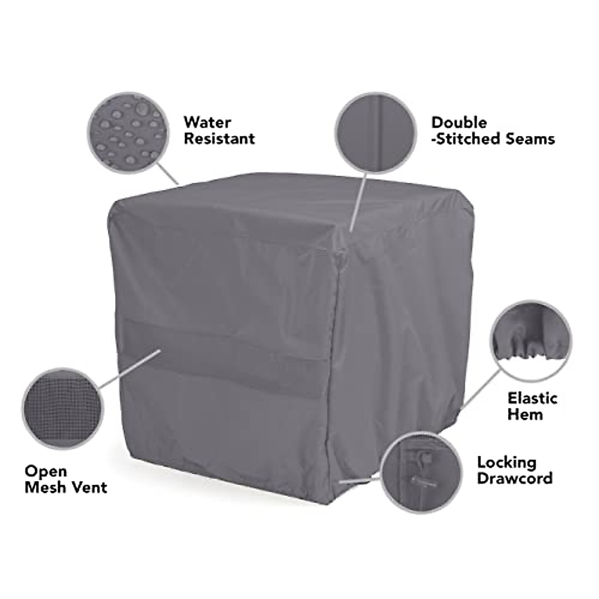 Covermates Square Patio Accent Table Cover - Water-Resistant Polyester, Mesh Ventilation, Patio Table Covers-Charcoal