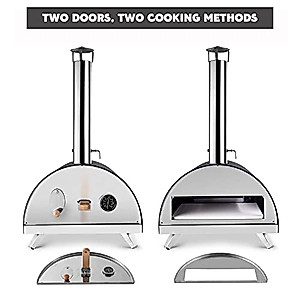 CHANGE MOORE 12 Inch Outdoor Pizza Oven Wood Fired with Insulated Lining, Portable Wood Pellet Pizza Oven with Cover, Pizza Stone, and Thermometer