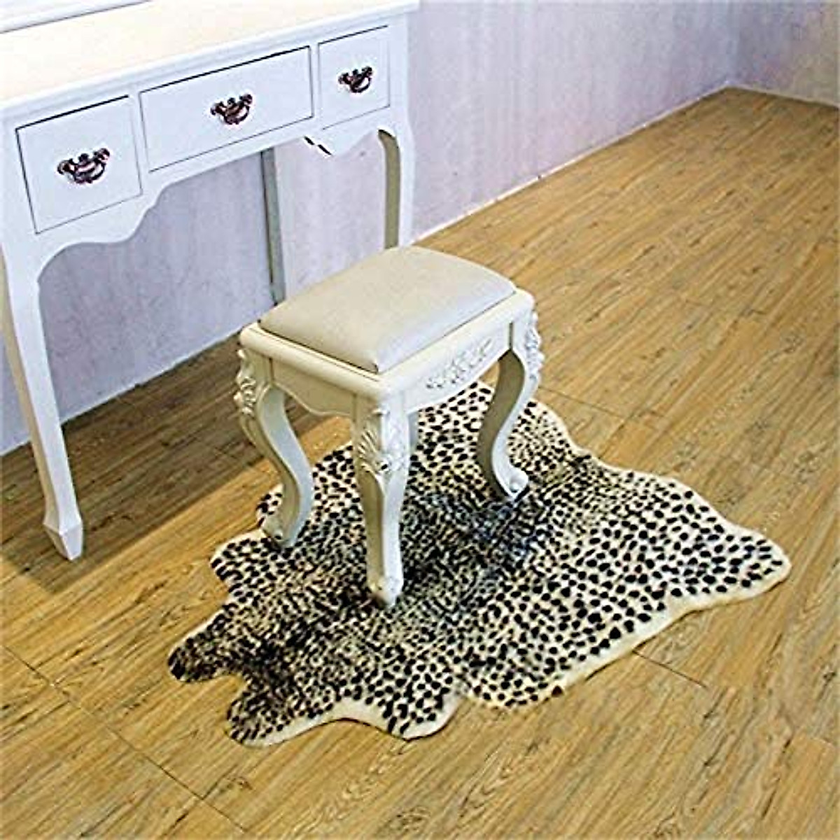 Leopard Print Rug,Faux Cowhide,Artificial Carpet,Simulation Cowhide, Leopard, Tiger, Zebra, Cow Hide Mat Rug Animal Print Rug Hide Faux Carpet (A) / 40x37inch,3.3x3.1ft