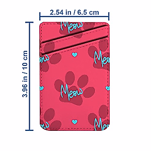 Diascia Pack of 2 - Cellphone Stick on Leather Cardholder ( Heart Silhouette Cats Footprint Pattern Pattern ) ID Credit Card Pouch Wallet Pocket Sleeve