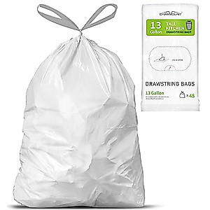 Charmount 13 Gallon Strong Tall Kitchen Drawstring Trash Bags,0.98 Mil Unscented Garbage Bags - 45 Count …