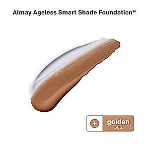 Almay Anti-Aging Foundation, Smart Shade Face Makeup with Hyaluronic Acid, Niacinamide, Vitamin C & E, Hypoallergenic-Fragrance Free, 500 Golden, 1 Fl Oz (Pack of 1)