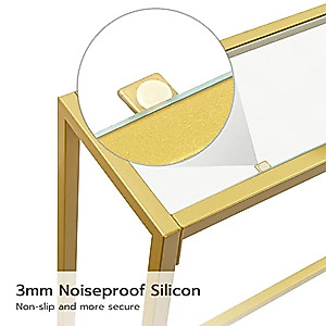 HOOBRO Gold Console Table, 70.9" Tempered Glass Sofa Table, Modern Extra Long Entryway Table with USB Ports, Behind Couch Table for Entryway, Hallway, Foyer, Living Room GD18UXG01