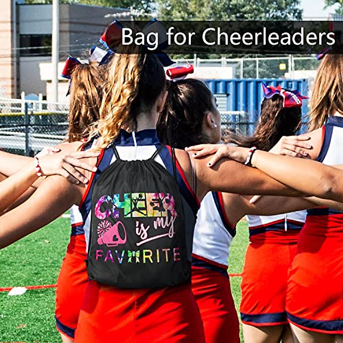 ReHeBaZi Cheer Drawstring Bag for Cheerleaders Draw String Backpack Gym Sports Sack Bag Cheerleading Gifts for Team Girls One sizes