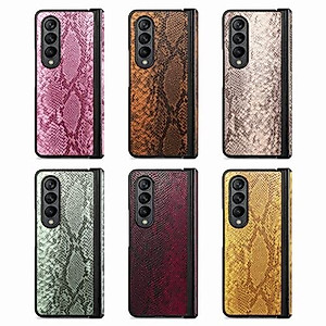 Python Skin Pattern Case for Samsung Galaxy Z Fold 4, Hinged Protection Case Compatible with Wireless Charging, Shockproof Anti-Scratch Protective Cover Case for Samsung Galaxy Z Fold 4 5G(Brown)