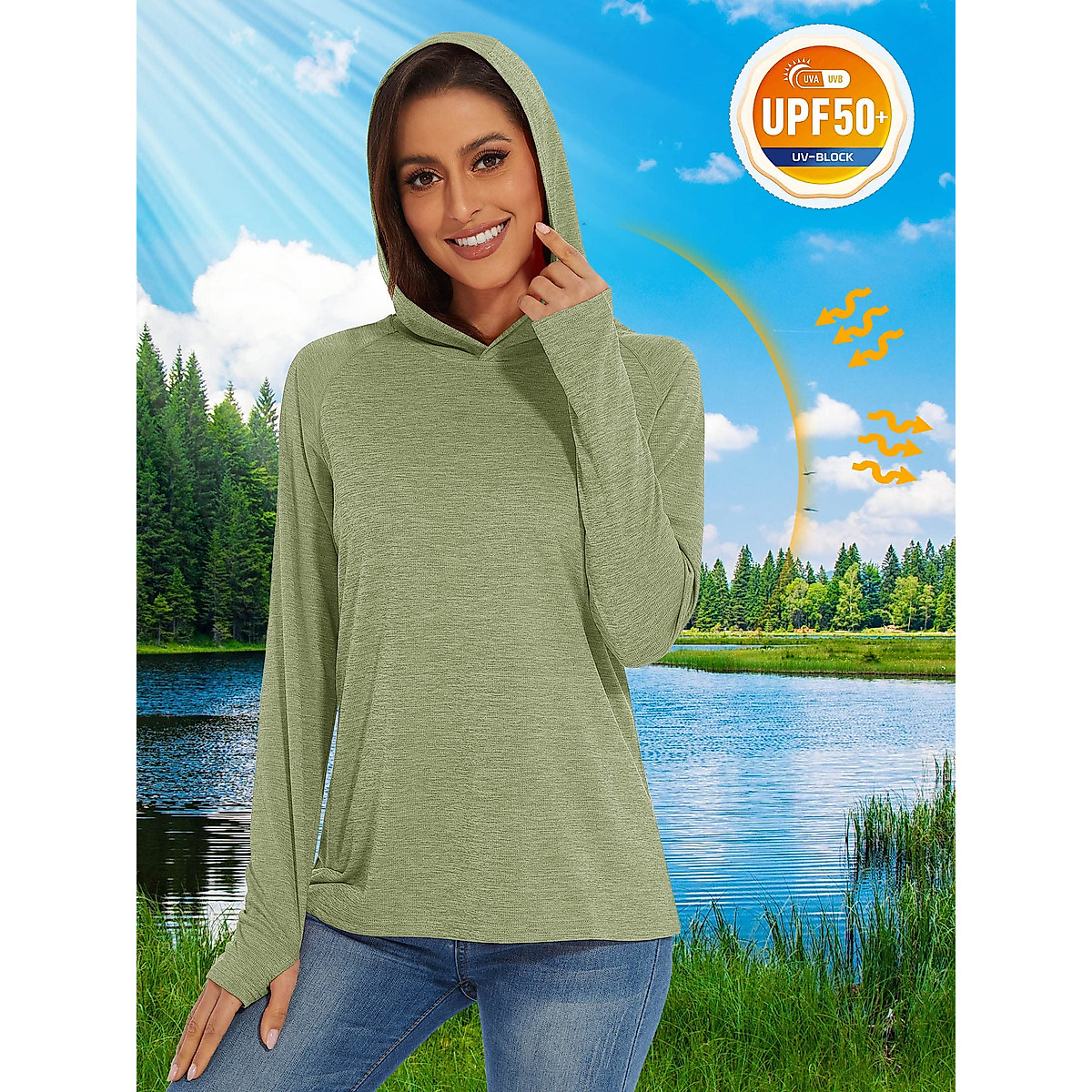 Long Sleeve Shirts Ladies Running Shirts Dry Fast Workout T Shirts Athletic Shirts Top Tee Fishing Shirts Summer UV Protection Shirts for Women