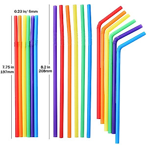 ALINK 200 Extra Long Flexible Straws + 500 Solid Color Party Straws