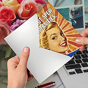 NobleWorks - 1 Funny Happy Birthday Greeting Card - Retro Woman Humor, Notecard Talk Bubbles - Mind Your Language C3229BDG
