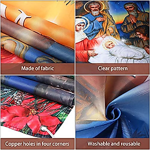 Tatuo Christmas Decoration Outdoor Christmas Religious Door Cover Holy Nativity Front Door Hanging Backdrop Christmas Photography Background for Winter Xmas House Church Party Supplies, 70 x 35 Inch