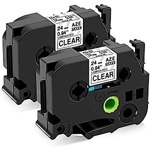 Tz Tape 24mm 0.94 Inch Clear Label Maker Tape Replacement for Brother P-Touch Label Tape Laminated Clear TZe-151 TZe151 1" Compatible with Ptouch PTD600 PT-P710BT PT-P750W, Black on Transparent