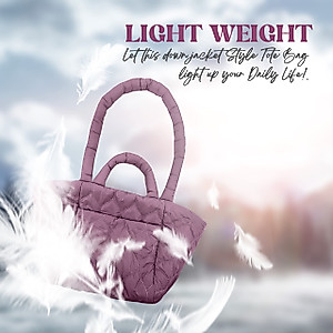 Women Puffer Tote Bag Soft Quilted Shoulder Bag Padded Handbag Bolso Mano Mujer acolchado (Lavender)
